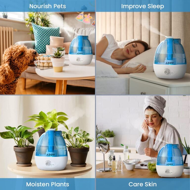2.5L Whisper Quiet Cool Mist Humidifier with 360° Nozzle & Waterless ...